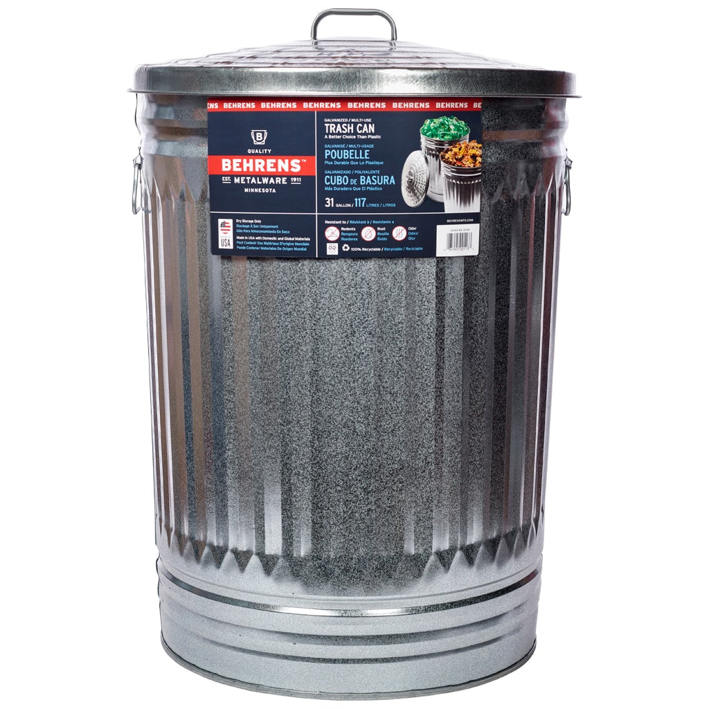 Behrens 31 Gallon Galvanized Steel Trash Can with Lid - Etowah, TN ...