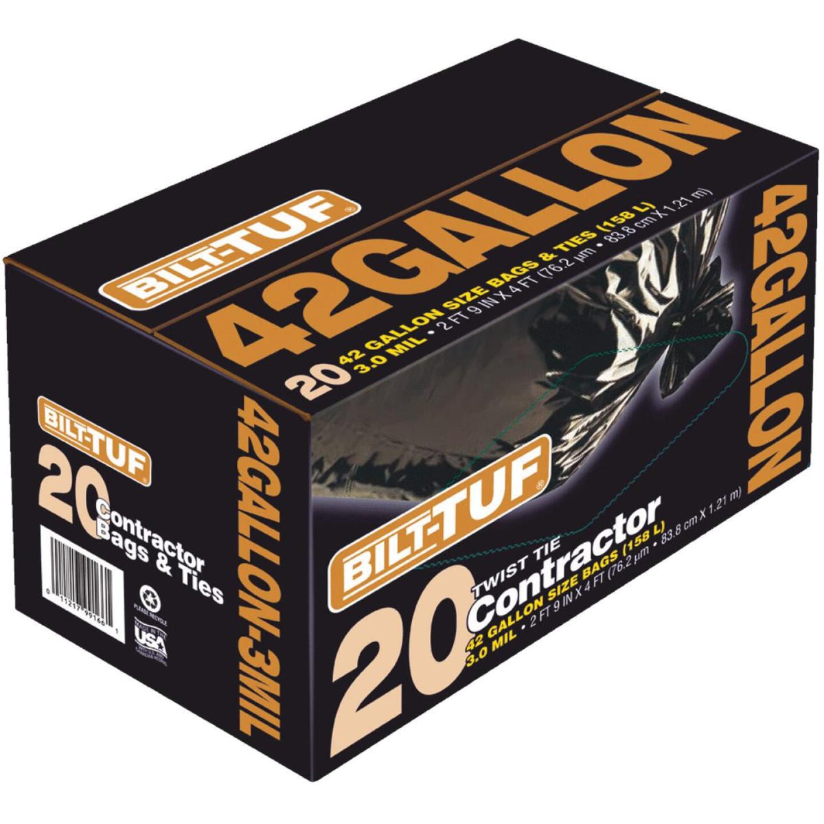 Bilt-Tuf 42 Gal. Contractor Black Trash Bag (20-Count) - Etowah, TN ...